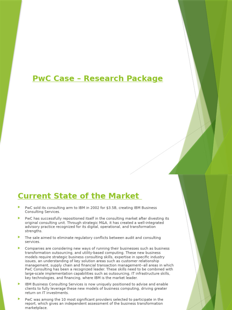 Part Ii - PWC Case Study - PPT | PDF | Mergers And Acquisitions ...