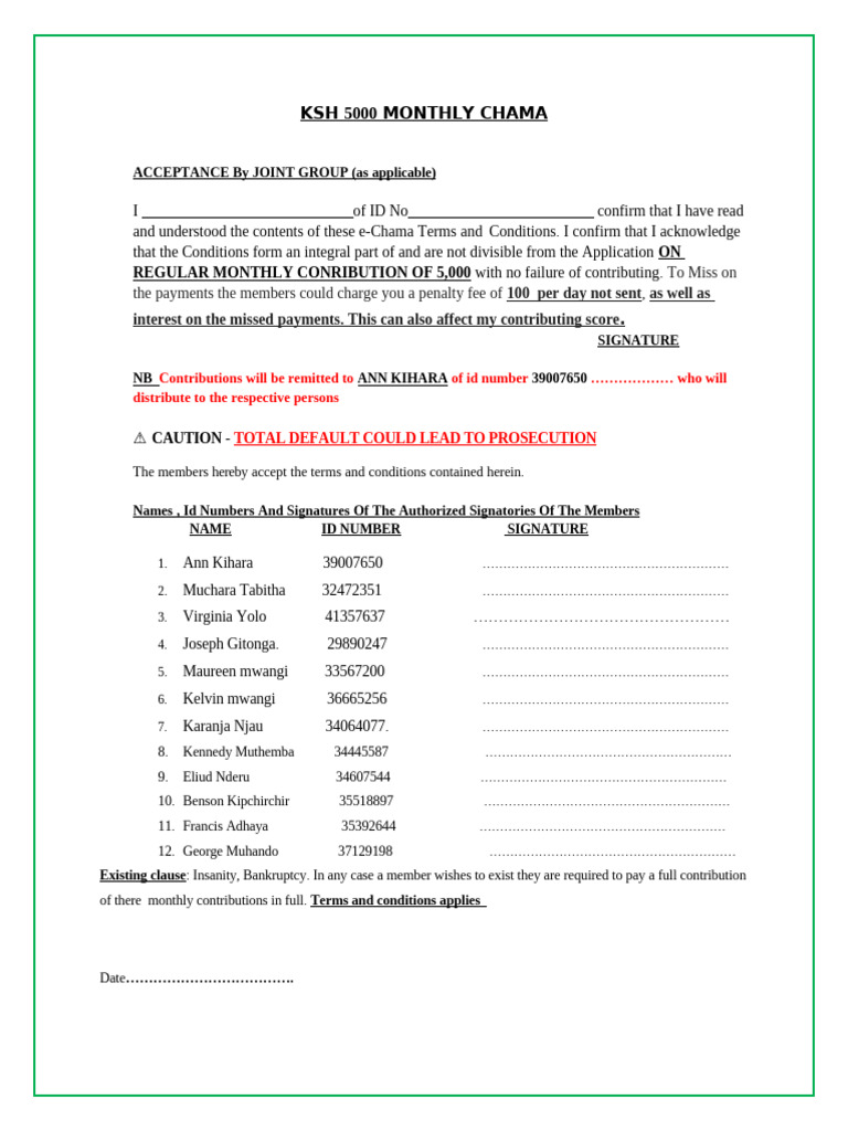 5000 Chama Legal Agreement-2 (4) - 1 | PDF