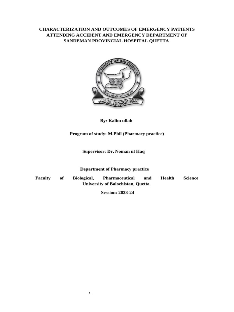 CHARACTERIZATION AND OUTCOMES OF EMERGENCY PATIEN by Kaleeeem P Removed ...