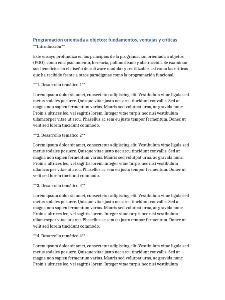Ensayo Programacion 2 | PDF | Programación orientada a objetos | Matemáticas De La Computación