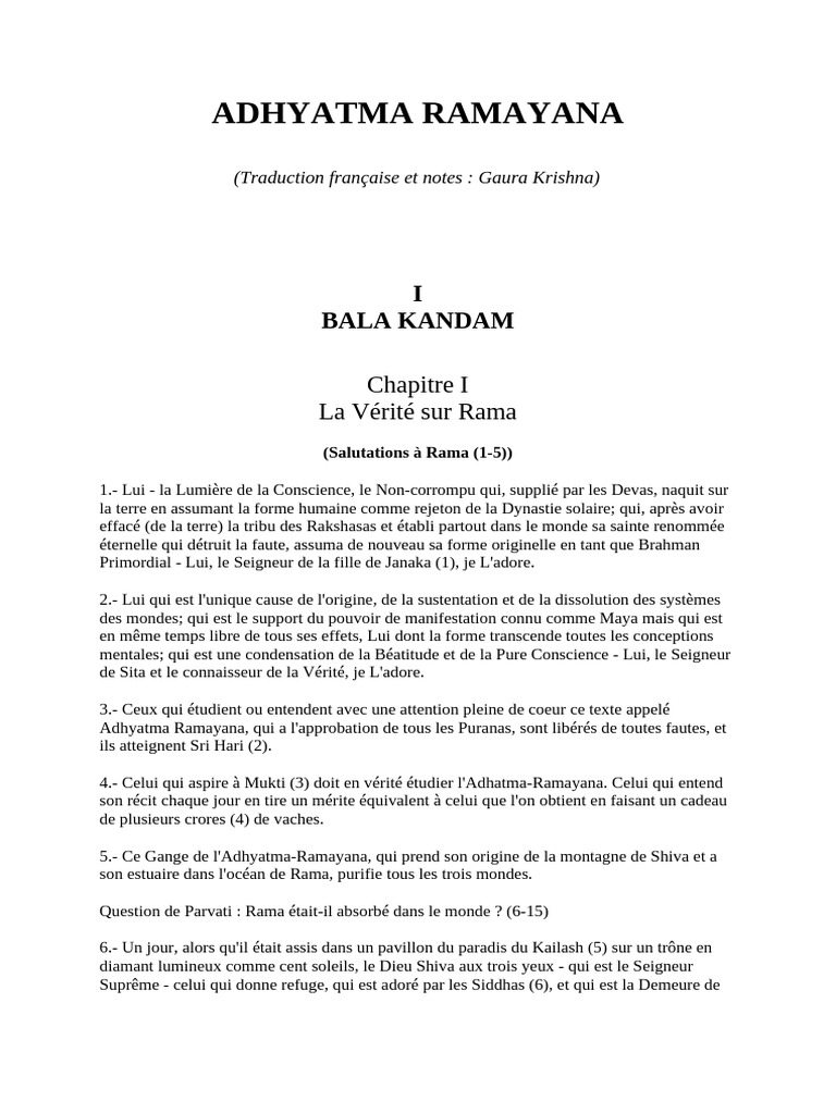 Vérité sur Rama dans l'Adhyatma Ramayana | PDF | Dieu | Vérité
