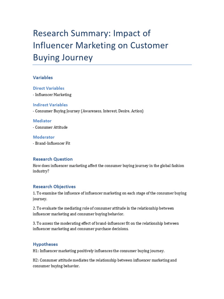 Influencer Marketing Research Summary Updated | PDF | Marketing ...