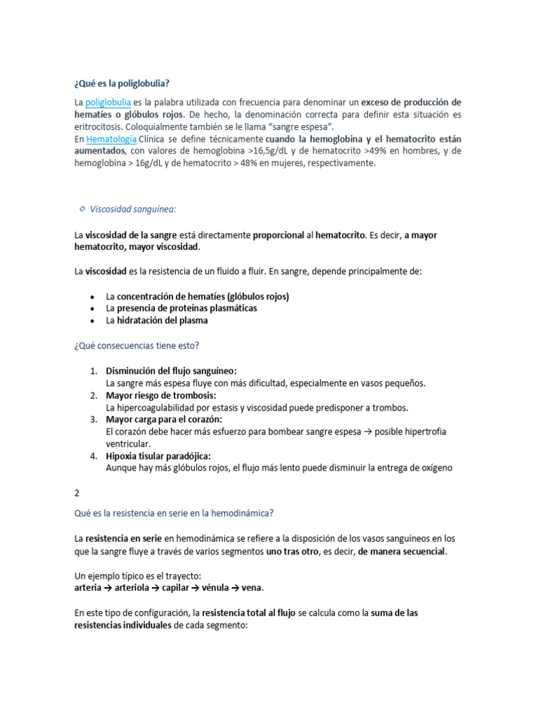 Qué Es La Poliglobulia | PDF | Sangre | Hemodinámica
