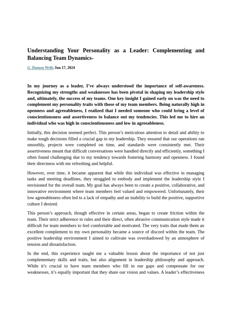 Understanding Your Personality As A Leader | PDF | Extraversion And Introversion | Leadership