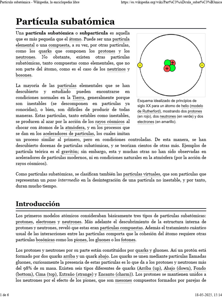 Partícula Subatómica | PDF | Protón | Átomos