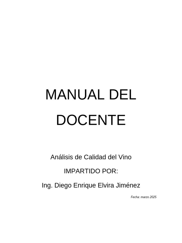 MANUAL DEL DOCENTE-2025 Calidad Del Vino | PDF | Vino | Laboratorios