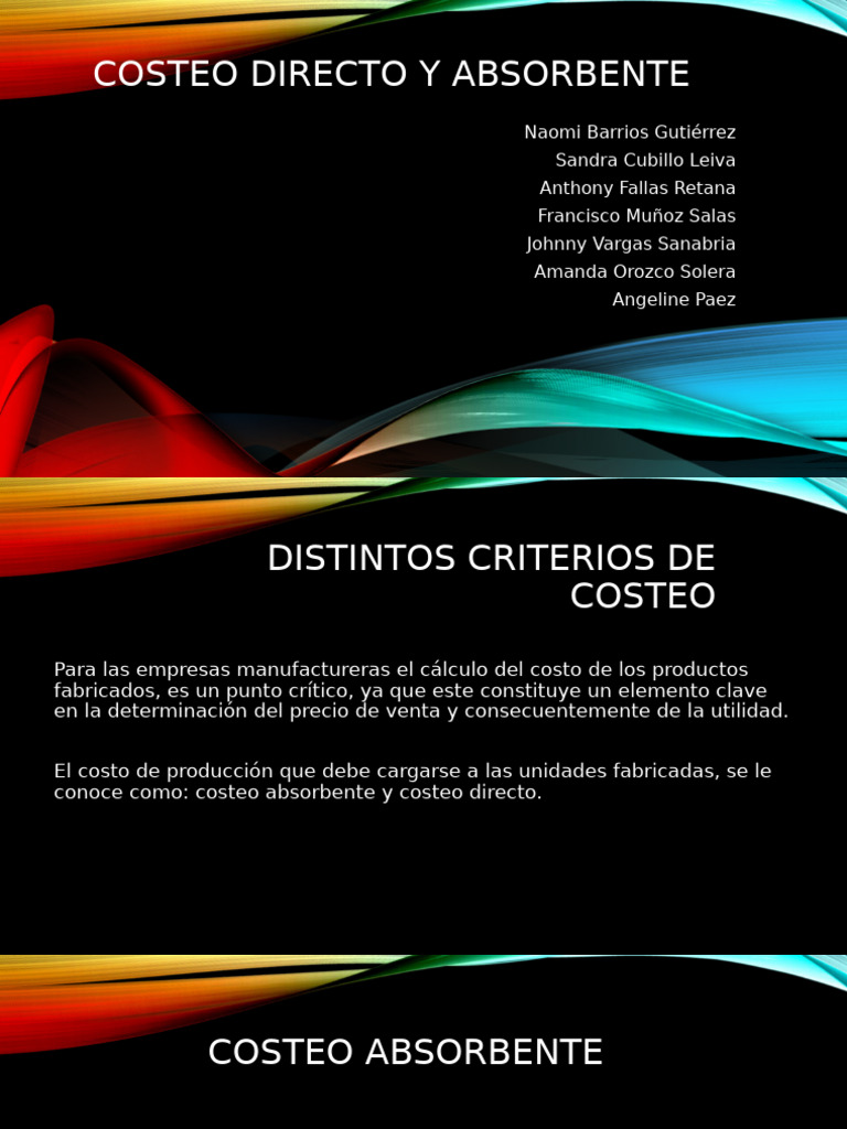Costeo Directo y Absorbente Presentación-1 | PDF | Costo | Estado de resultados