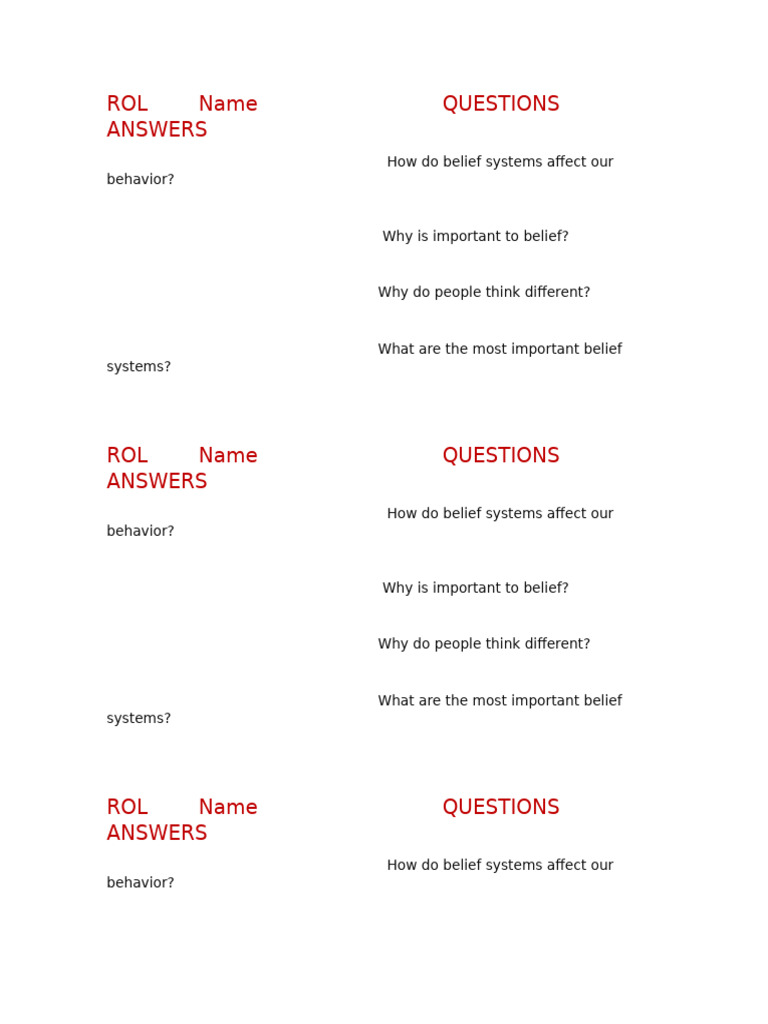 ROL Name QUESTIONS ANSWERS | PDF