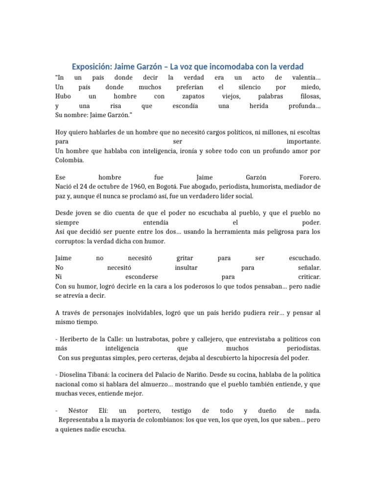 Exposición Jaime Garzón | PDF