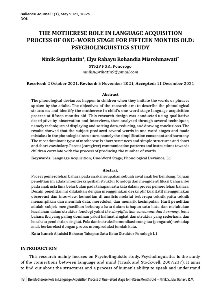 the-motherese-role-in-language-acquisition-process-of-one-word-stage ...