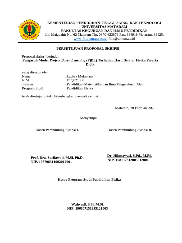 Persetujuan Proposal | PDF