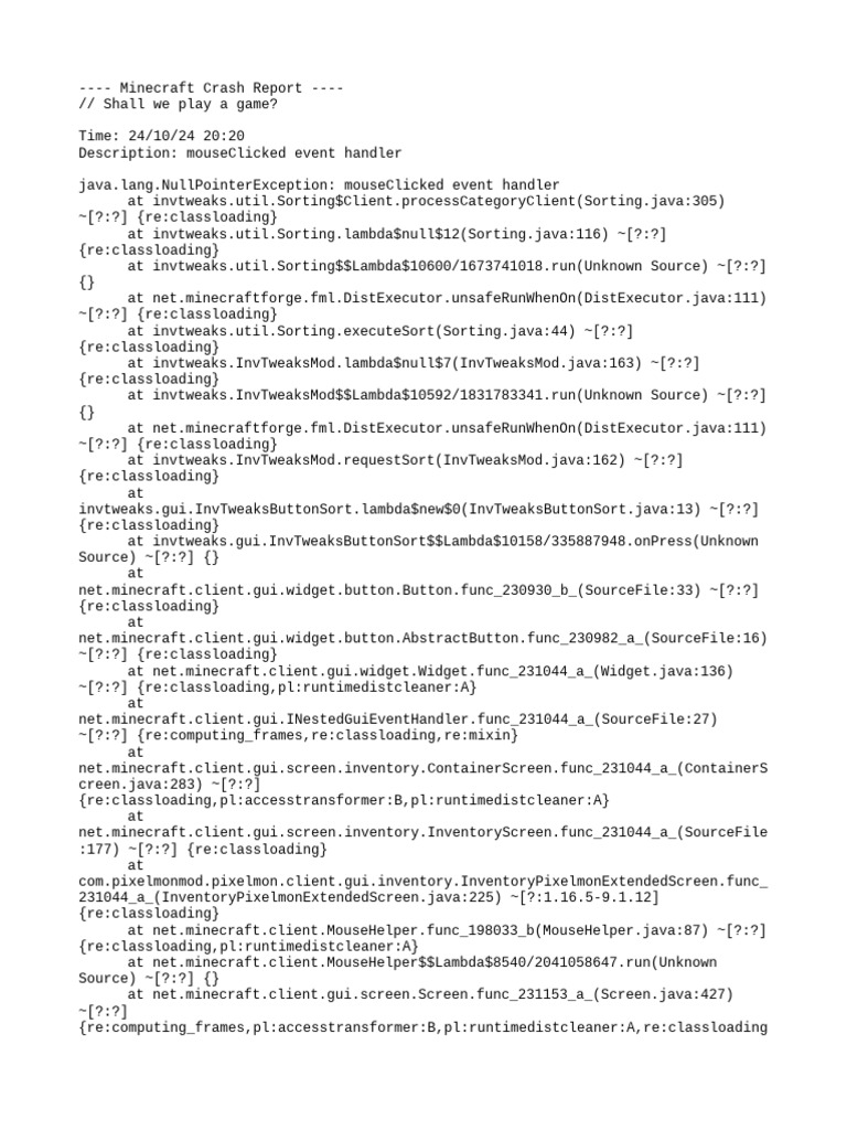 Crash 2024 10 24 - 20.20.52 Client | PDF | Java Virtual Machine ...
