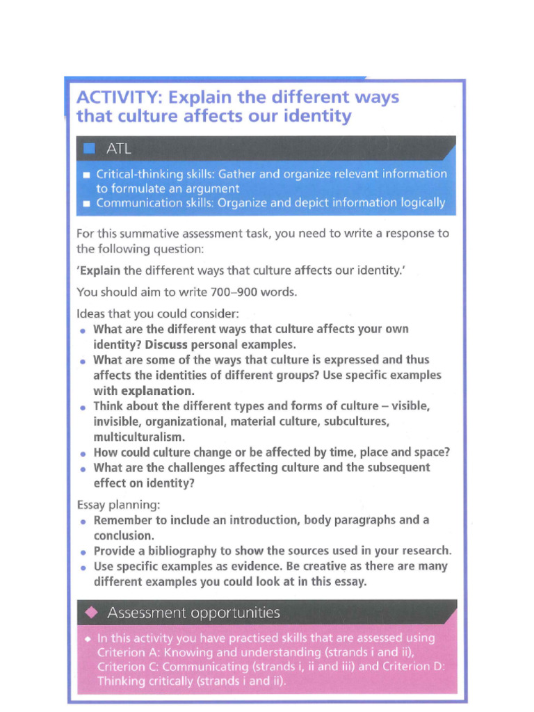 5.19.20.21.22 What is Culture - Summative Assessment Task (4) | PDF