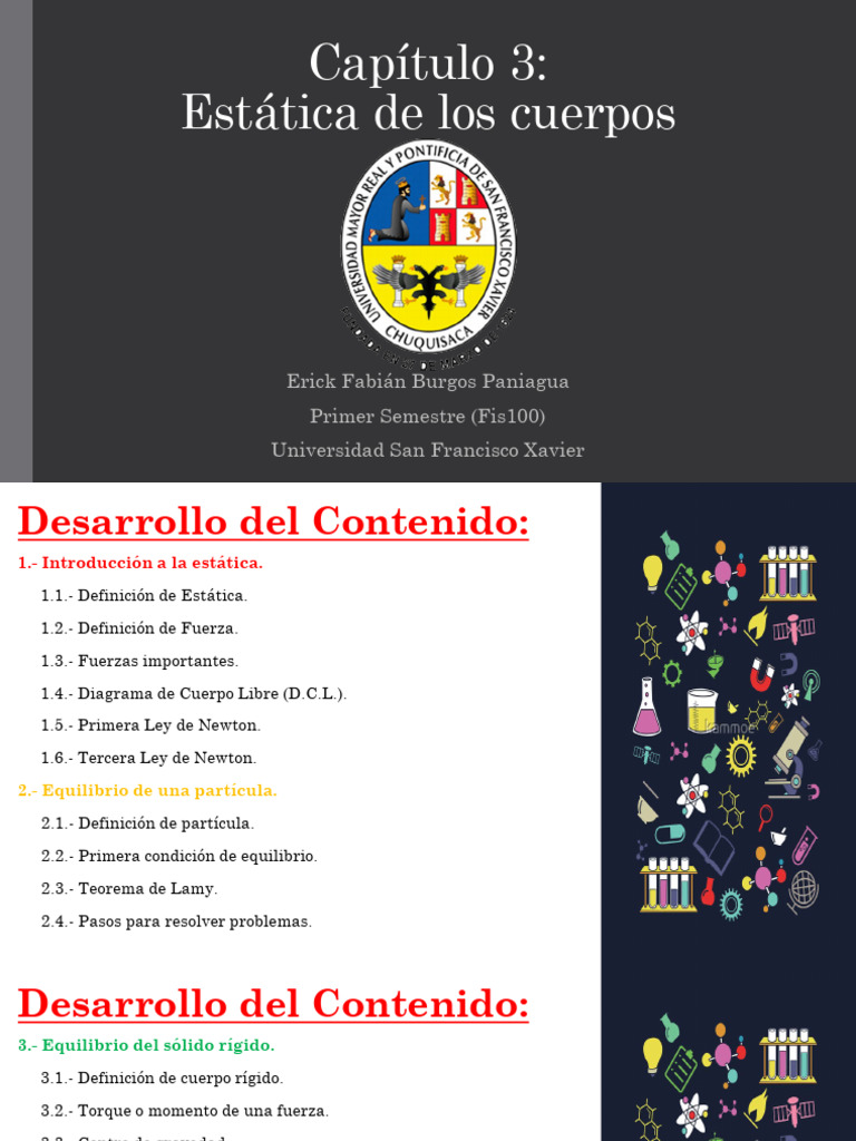 Capítulo 3 Estática de Los Cuerpos (Diapositivas) | PDF | Fricción | Fuerza