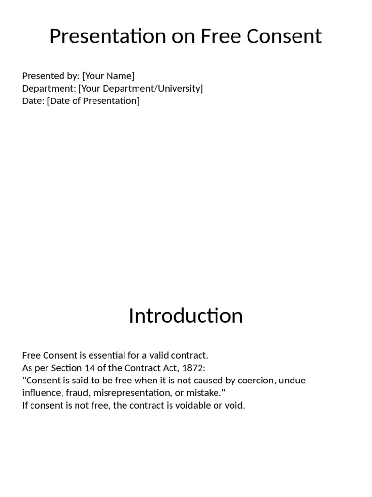 Free Consent Presentation | PDF