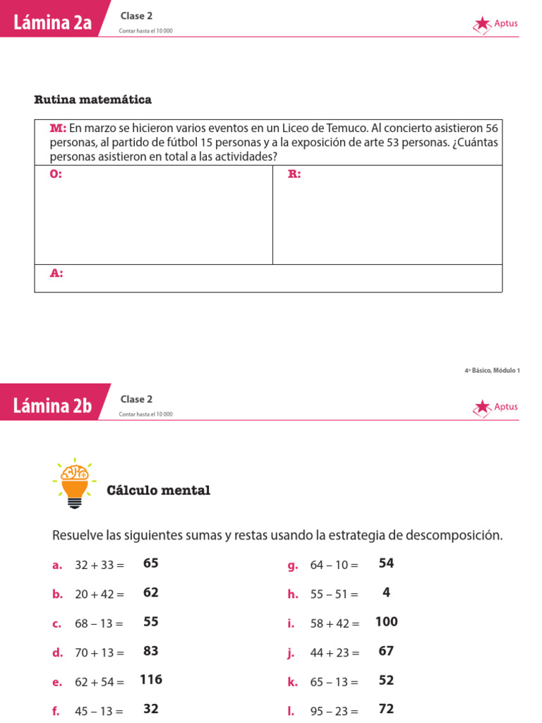 2025 4° Básico Matemática Módulo 1 Clase 2 Láminas | PDF