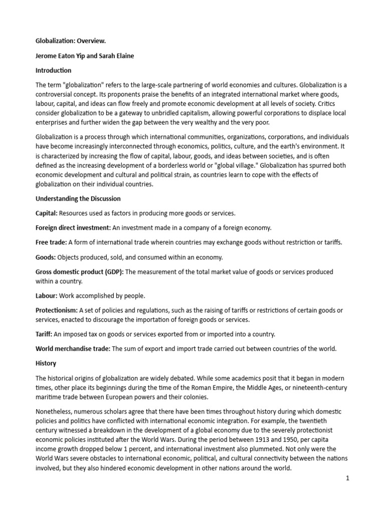 Yip and Eaton - Globalization - An Overview | PDF | Trans Pacific ...