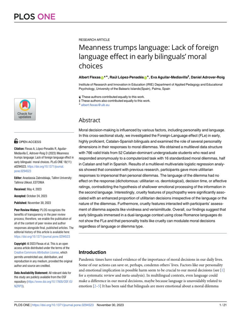 Meanness Trumps Language_ Lack of Foreign Language Effect in Early ...