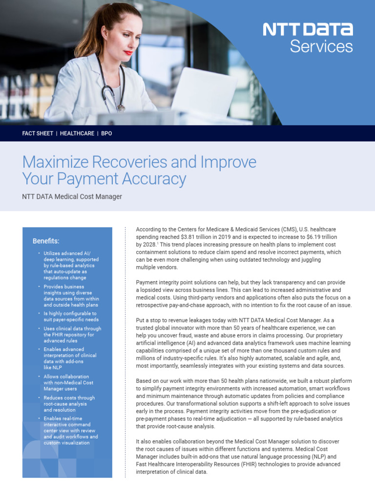 NTT DATA Payment Integrity Solution Medical Cost Manager-MCM-Factsheet ...