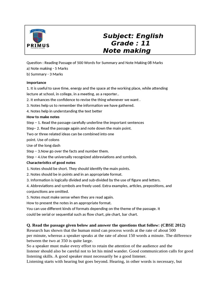 Effective Note Making Techniques | PDF | Attention | Communication