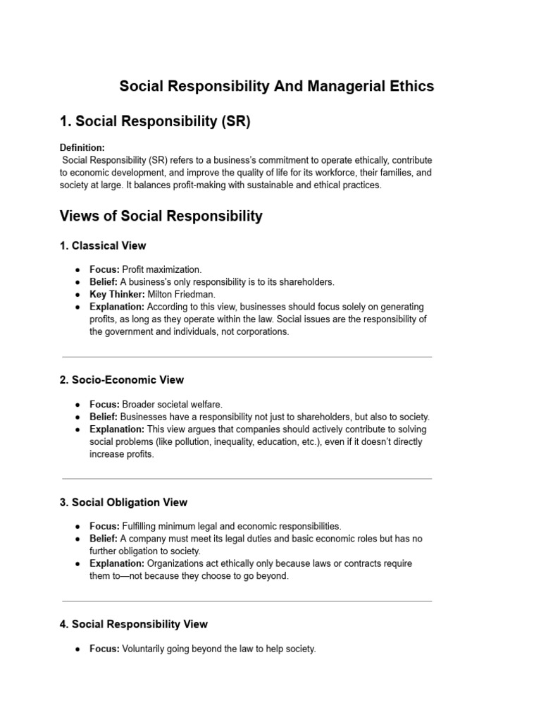 Social Responsibility and Managerial Ethics | PDF | Shareholder Value ...