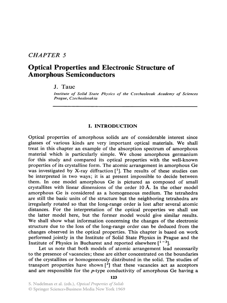Optical Properties of Amorphous Germanium | PDF | Amorphous Solid | Optics