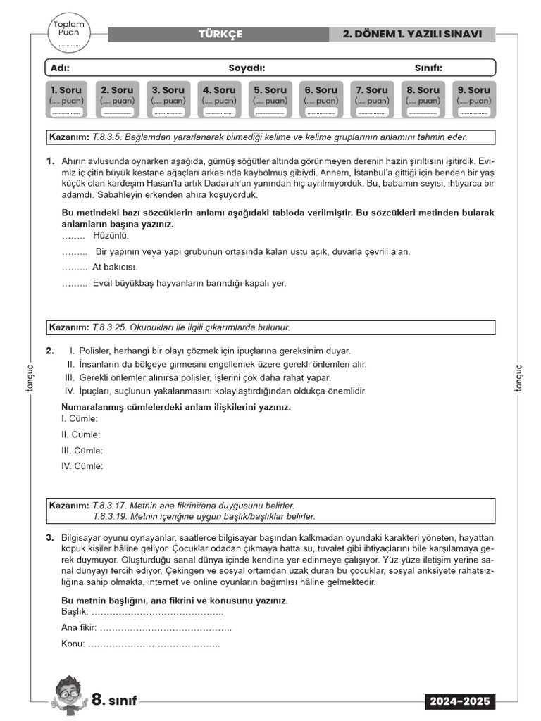 8-sinif-turkce-2-donem-1-yazili-tonguc-yayincilik | PDF