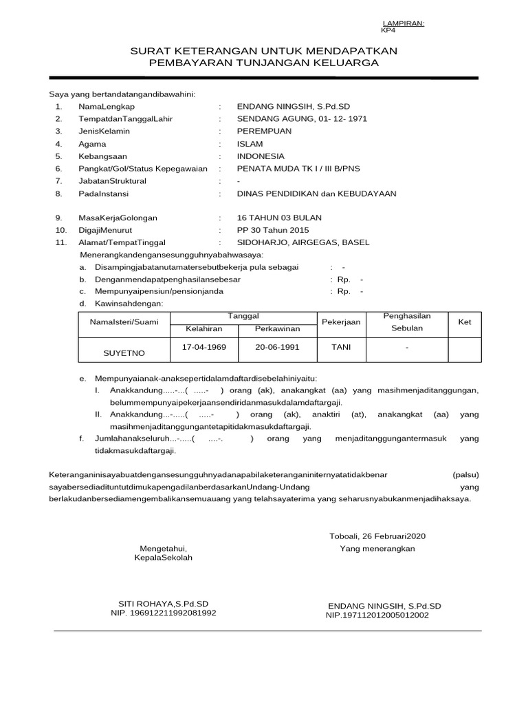 Blanko KP4 Dinas Edit | PDF