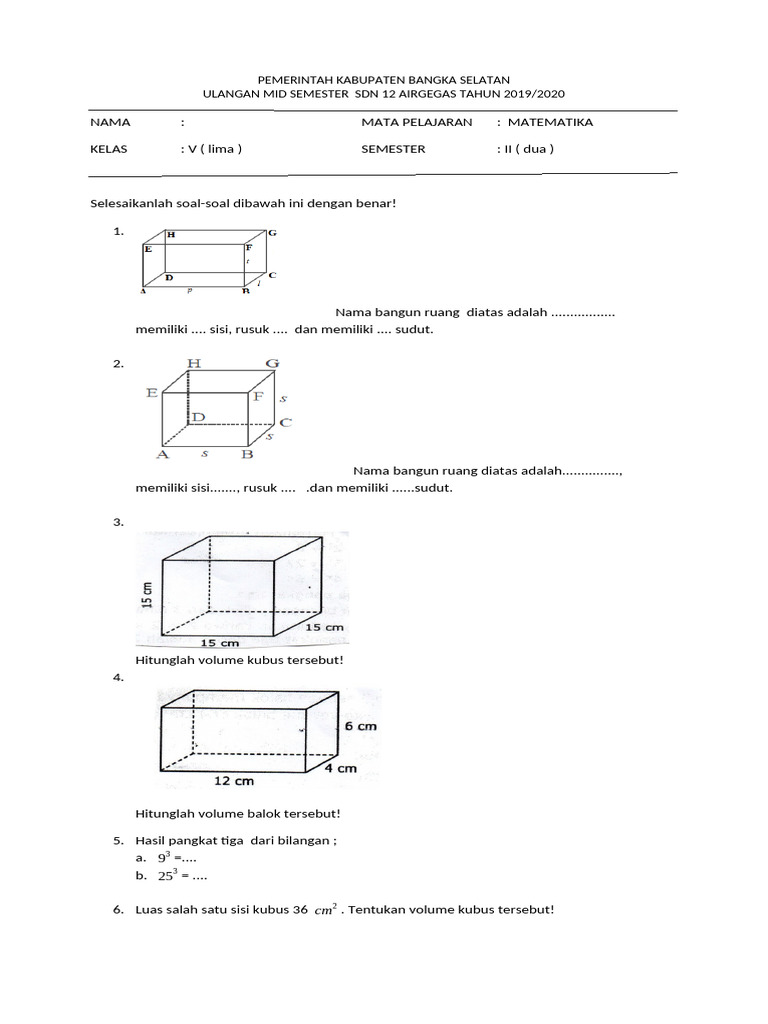 Ulangan Mid Semester 2 2019 | PDF