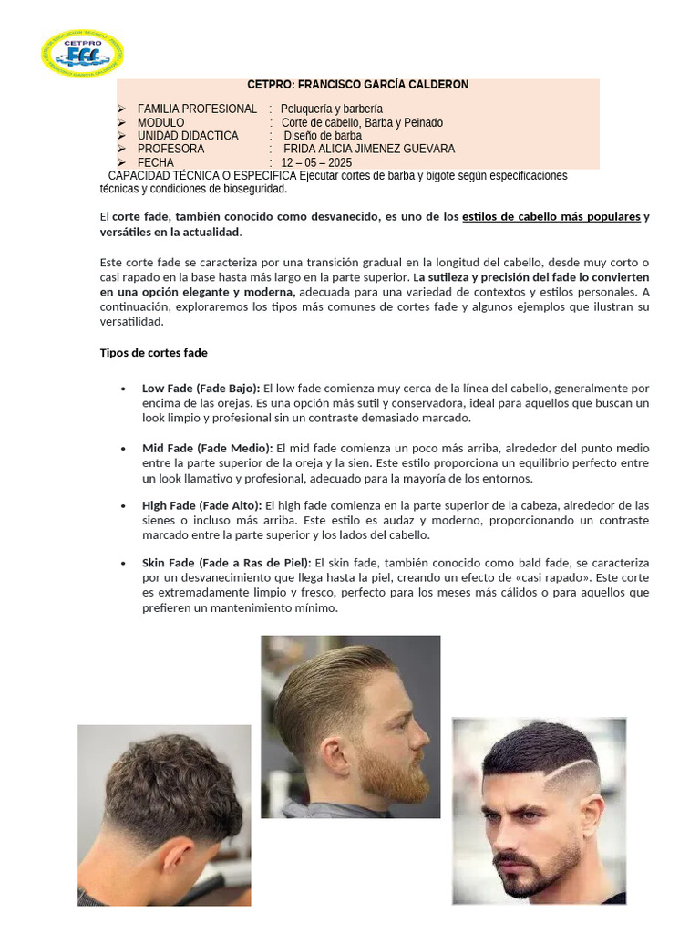 Tipos de Cortes Fade en Barbería | PDF