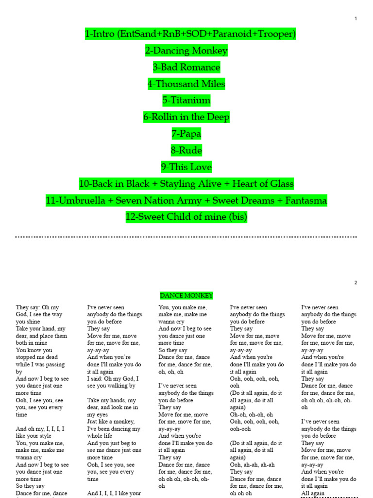 Setlist + Letras Corri 24-04-2025.PDF | PDF