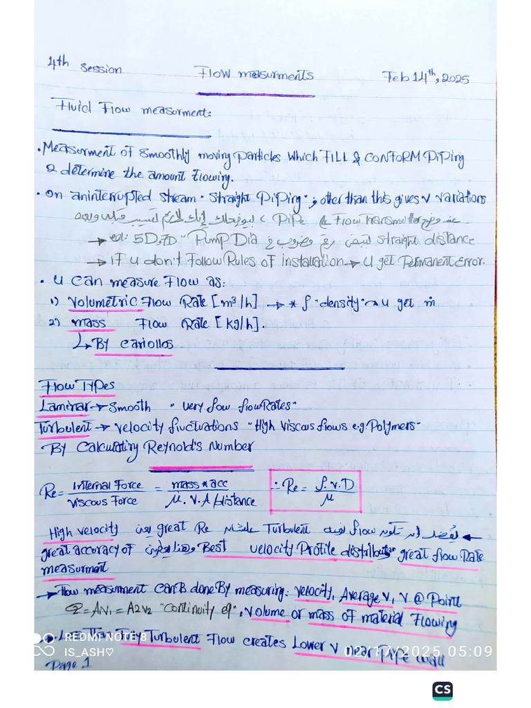 INSTRUMENTATIONS 4th Session Flow Measurement | PDF
