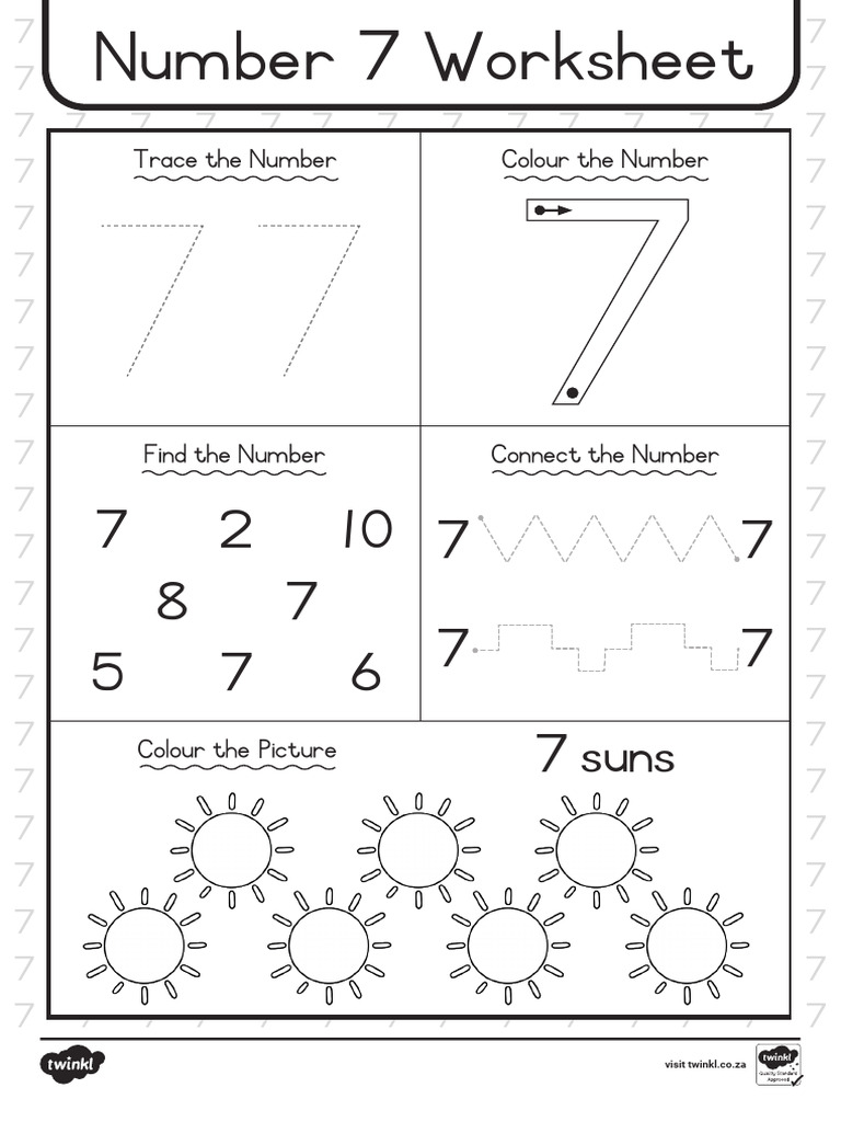 Preschool-Numeracy-Number-7-Worksheet BW | PDF