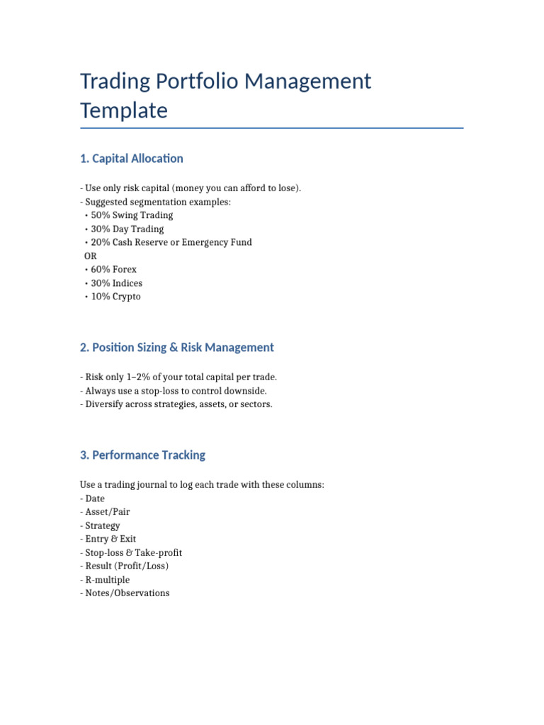 Trading Portfolio Management Template | PDF