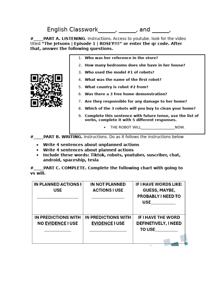 English CLASSWORK 9-5 y 7 | PDF
