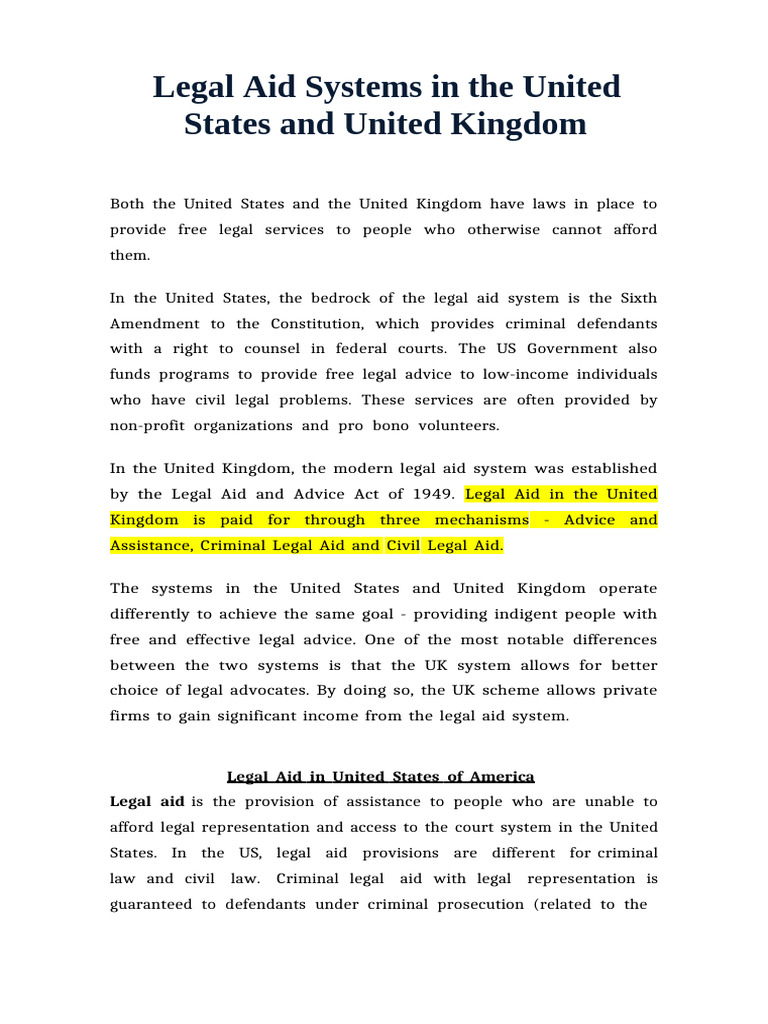 Unit 7 - Comparative Criminal Law - Legal Aid USA & UK | PDF | Legal ...
