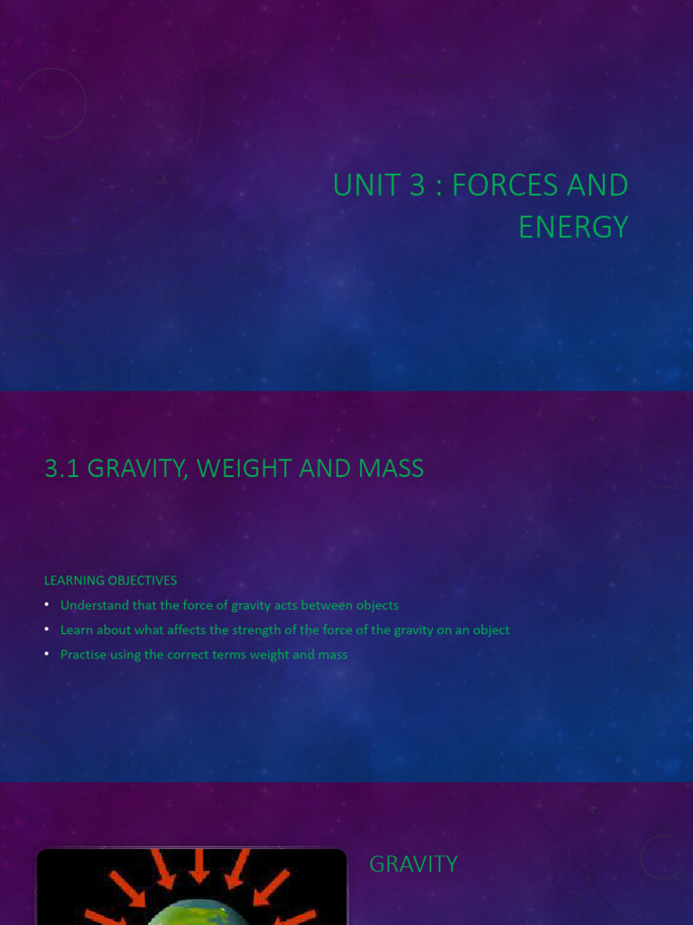 Unit 3 Forces and Energy | PDF | Weight | Planets