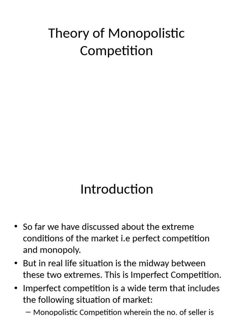 Theory of Monopolistic Competition | PDF