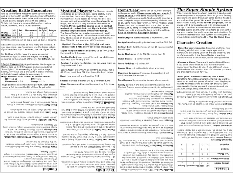 A Super Simple One Page RPG | PDF