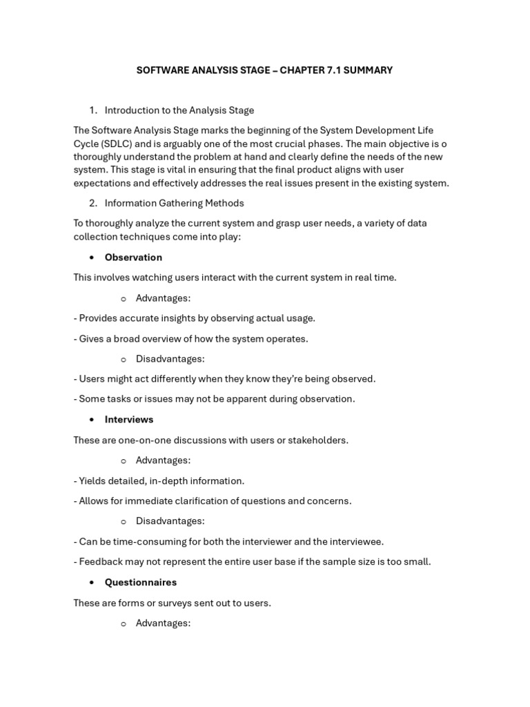 Software Analysis Stage Overview | PDF