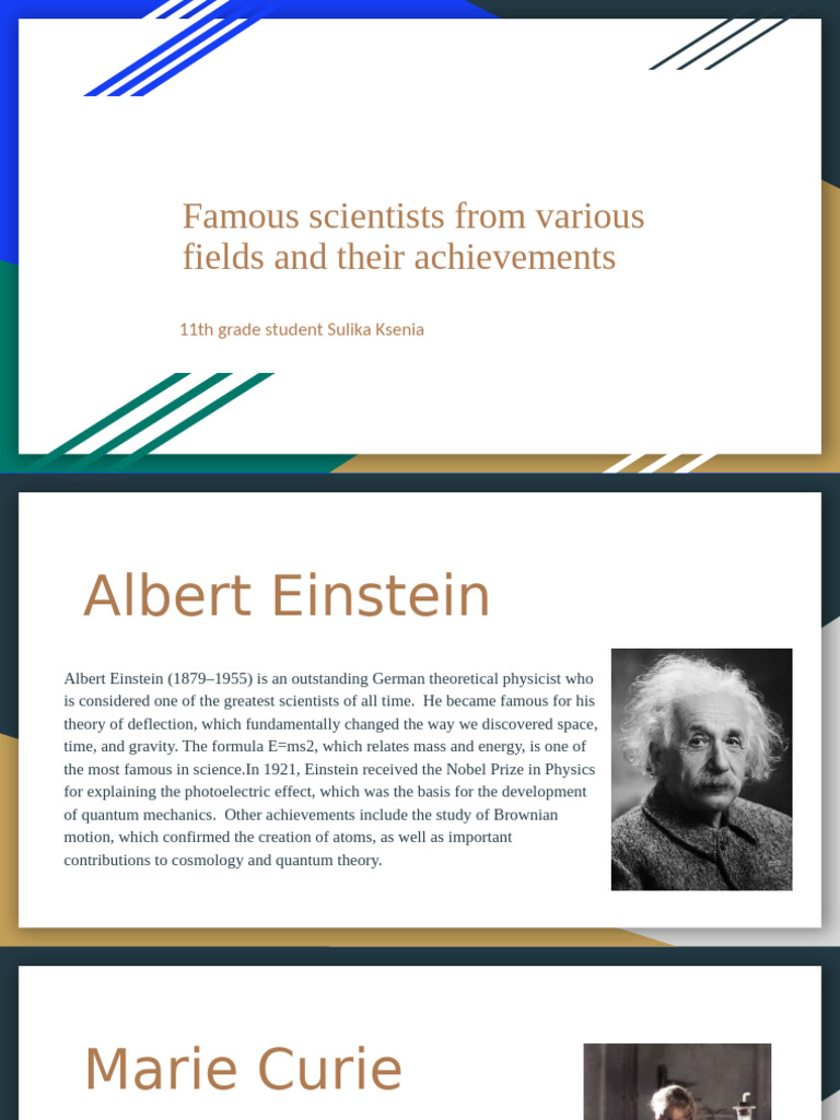 Famous Scientists From Various Fields and Their Achievements | PDF ...
