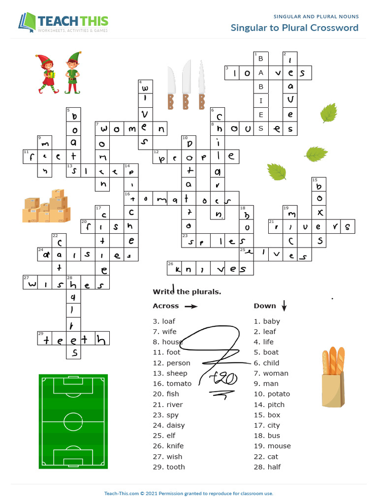 Singular To Plural Crossword | PDF | Linguistic Morphology | Linguistics