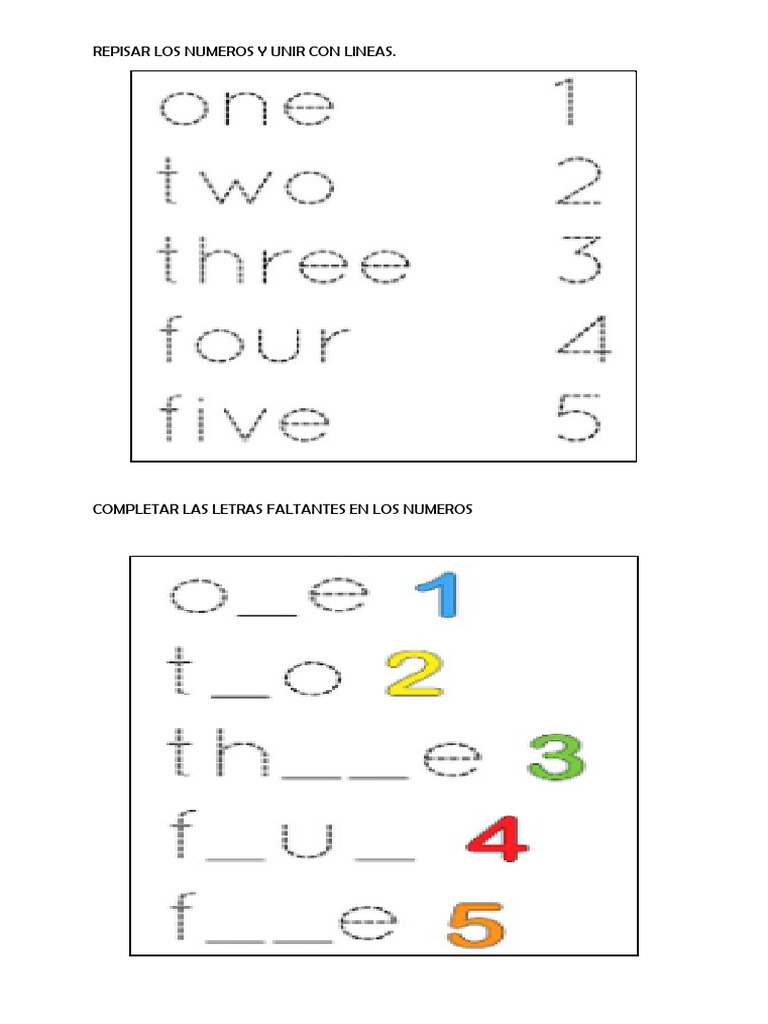 Numbers From 1 To 5 | PDF