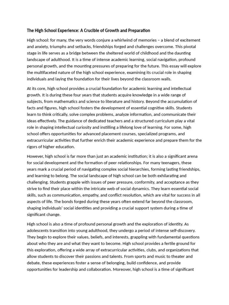 The Transformative High School Journey | PDF | Adolescence | Schools