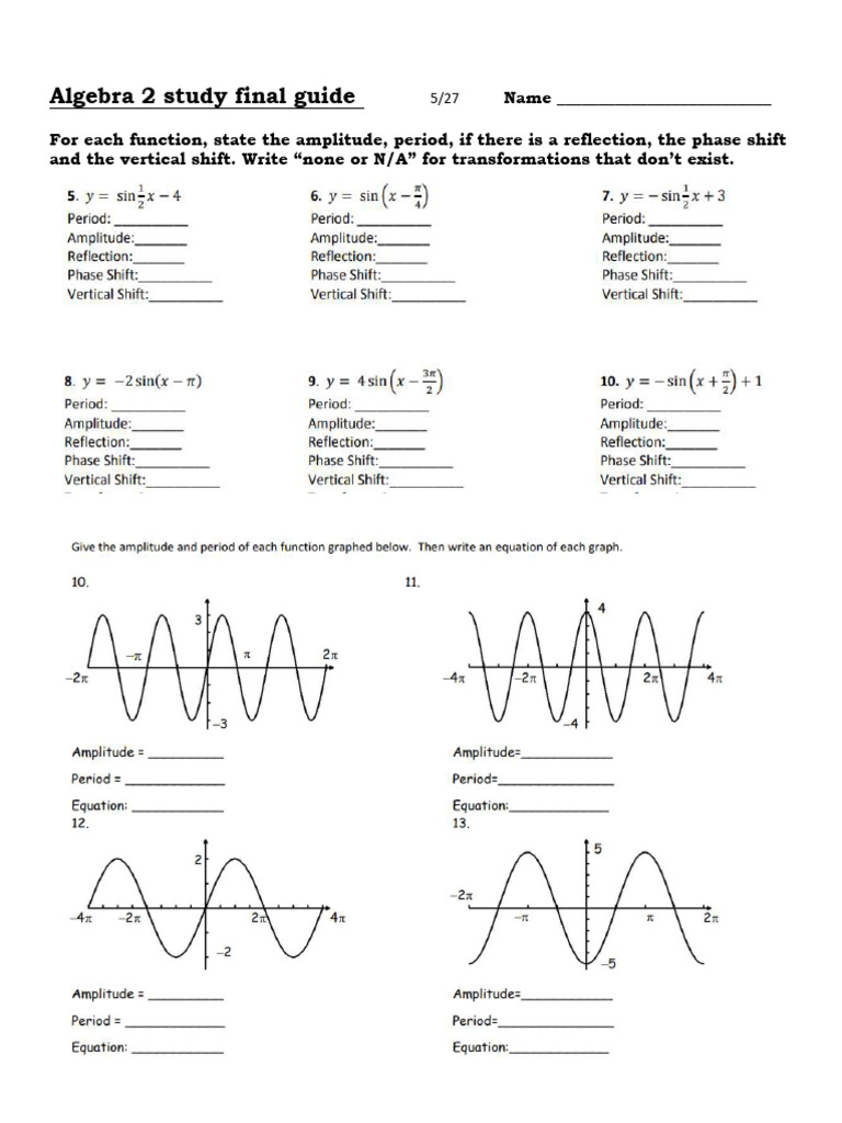 Alg 2 Final Study Guide May- Jun 2023 | PDF