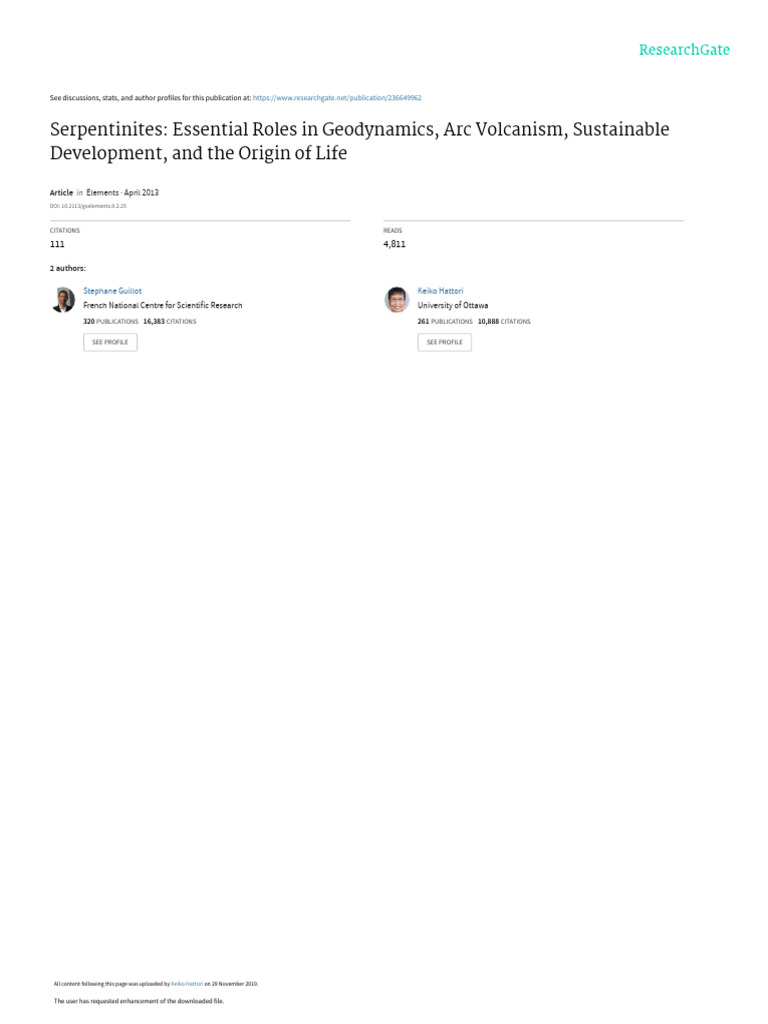 Guillot Hattori Elements | PDF | Plate Tectonics | Earth Sciences