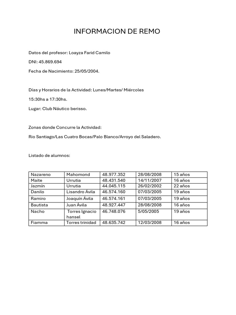 Informacion de Remo | PDF