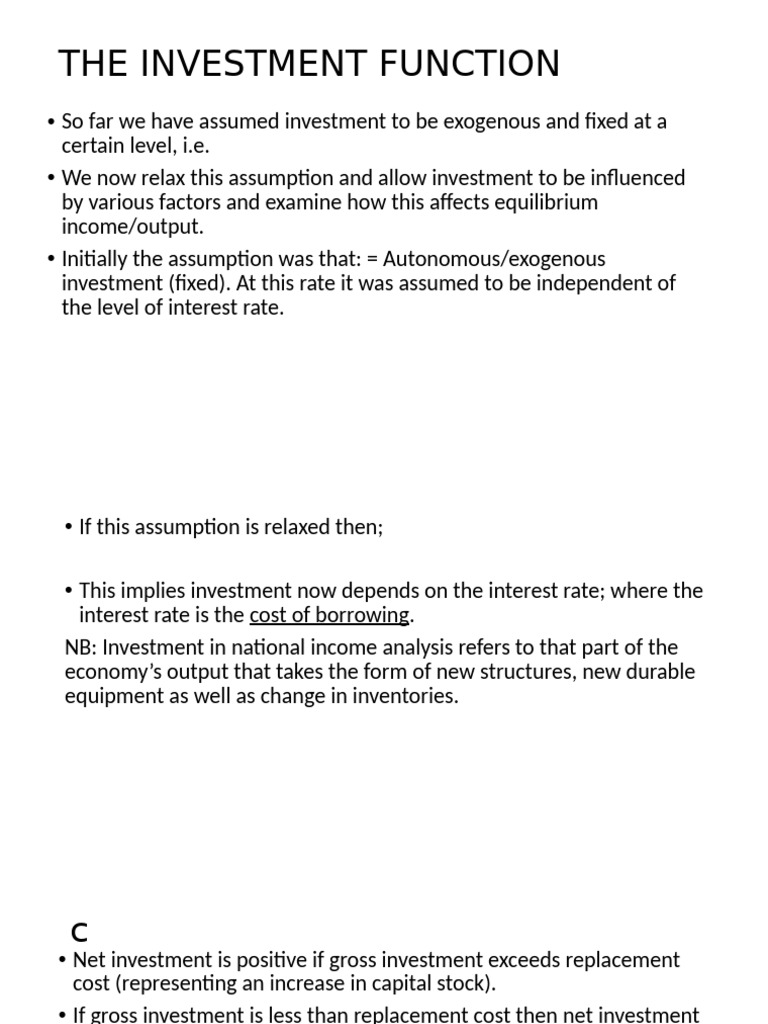 Topic 4 - Cont... The Investment Function | PDF | Interest | Internal ...