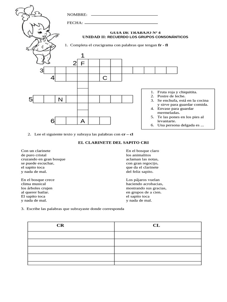 Guia de Trabajo N 4 Grupos Consonanticos | PDF