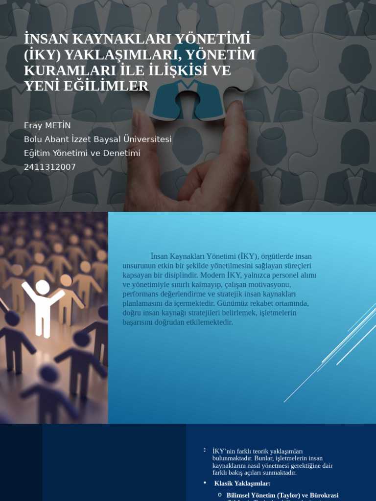 İKY'Ye İlişkin Yaklaşımlar, Yönetim Kuramları Ile İlişkisi Ve Yeni Eğilimler | PDF
